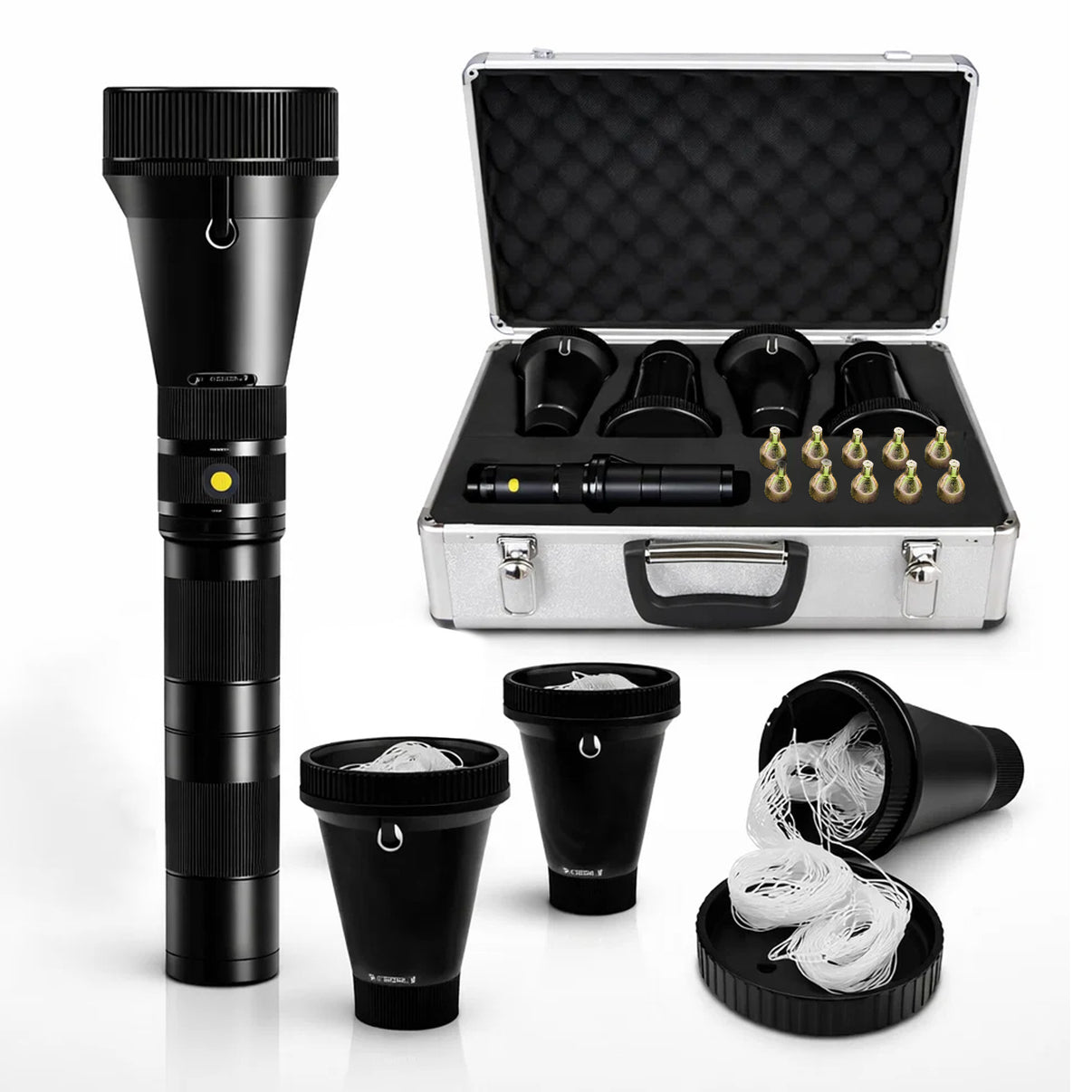 Net Gun Air-Powered with 4 Pre-Loaded Nets, Metal Carrying Case, Compa ...
